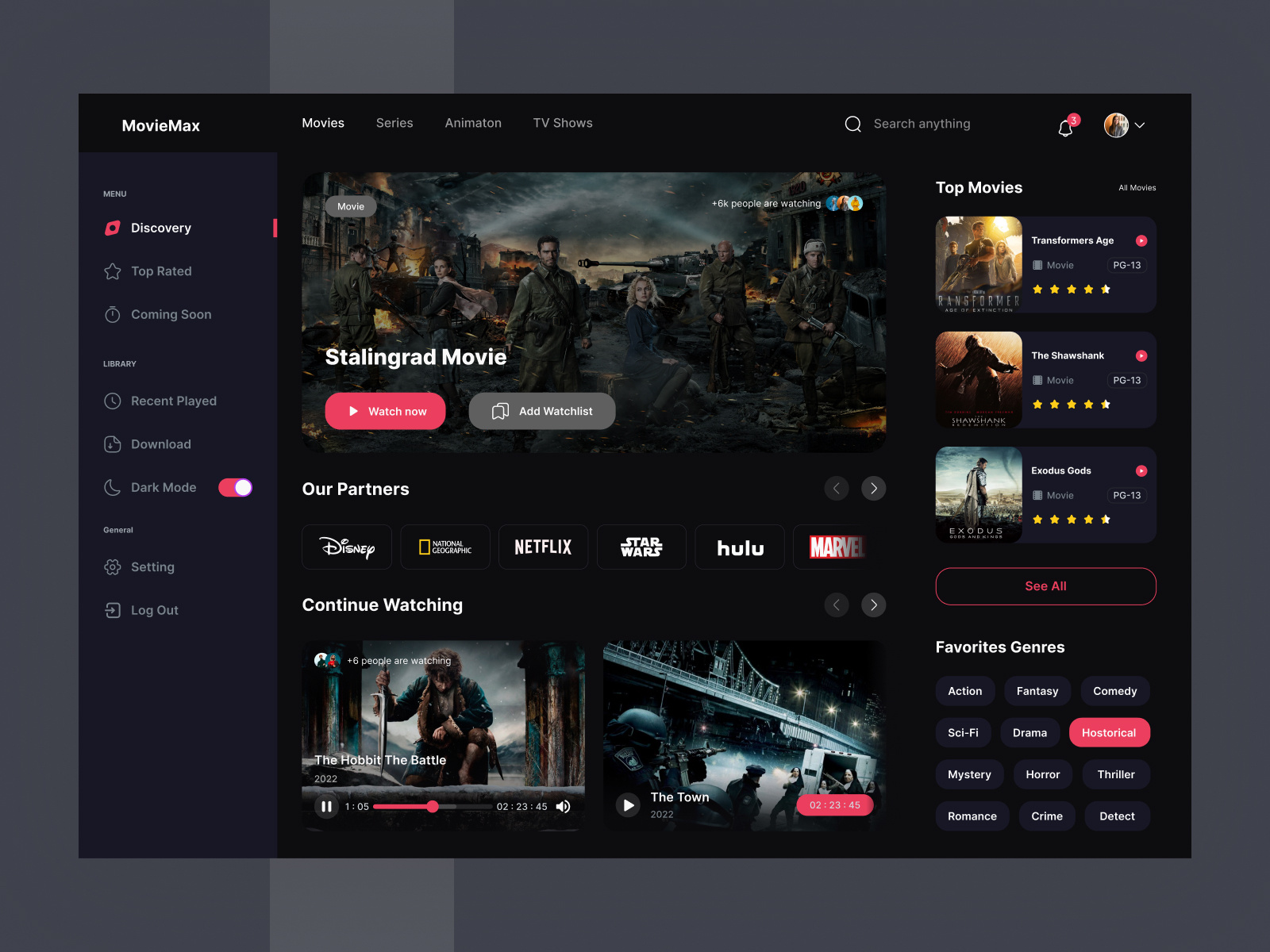 MovieMax - Movie Streaming Dashboard by Akash.net on Dribbble
