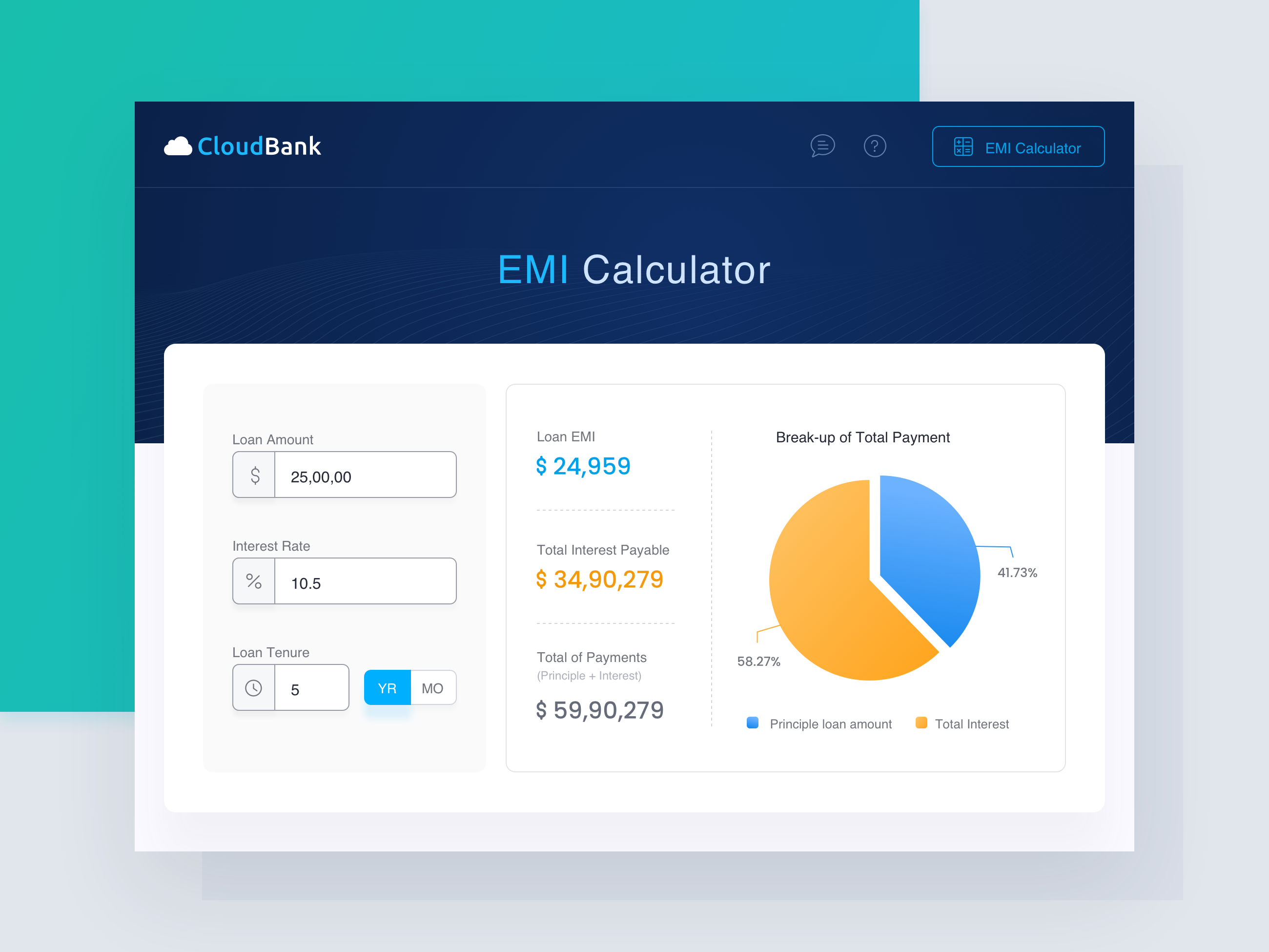 EMI Calculator UI by Vinod Kumar Palli on Dribbble