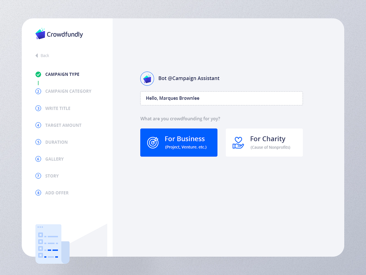 Crowdfoundly | Campaign Creation Process by SabbirMc for WPDeveloper on Dribbble