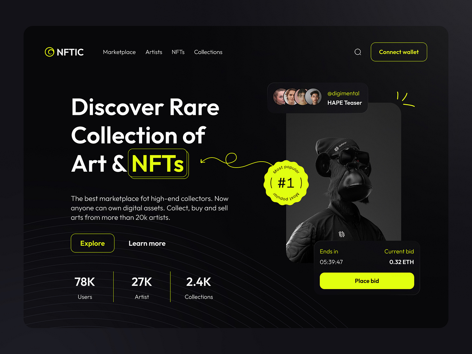 NFT Marketplace Landing Page - Version 2 by MohammadHadi Ahmadian on ...