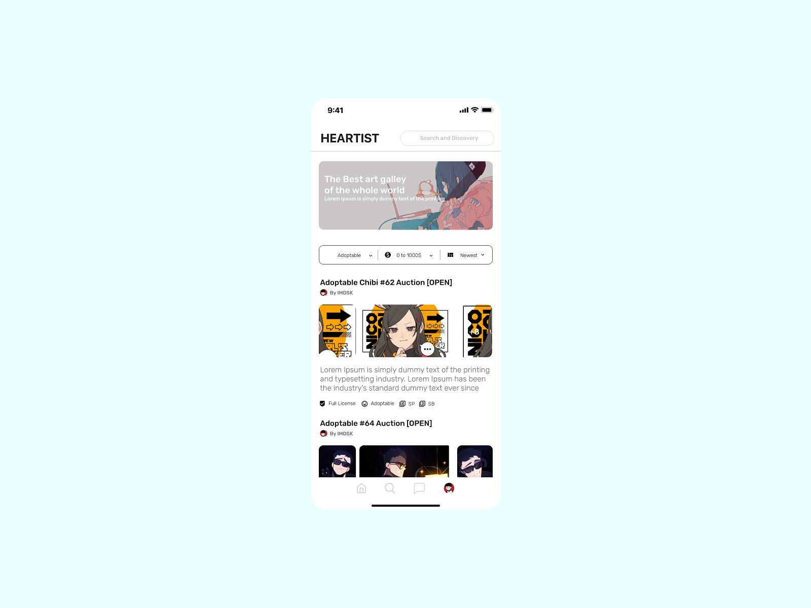 Heartist application for artist by Desuka on Dribbble