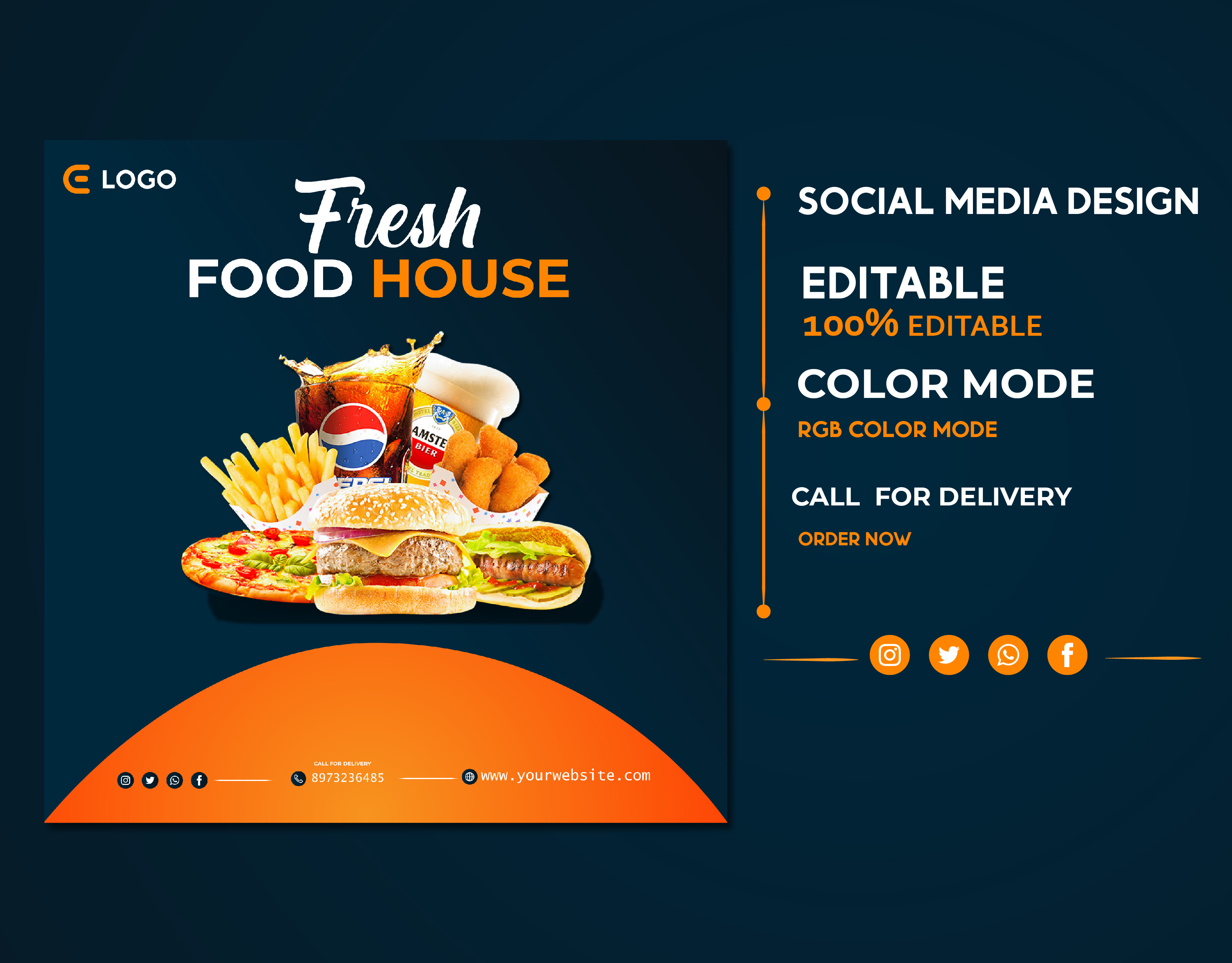 Fresh Food House Promotional Social Media Post Design by aF Nan abir on ...