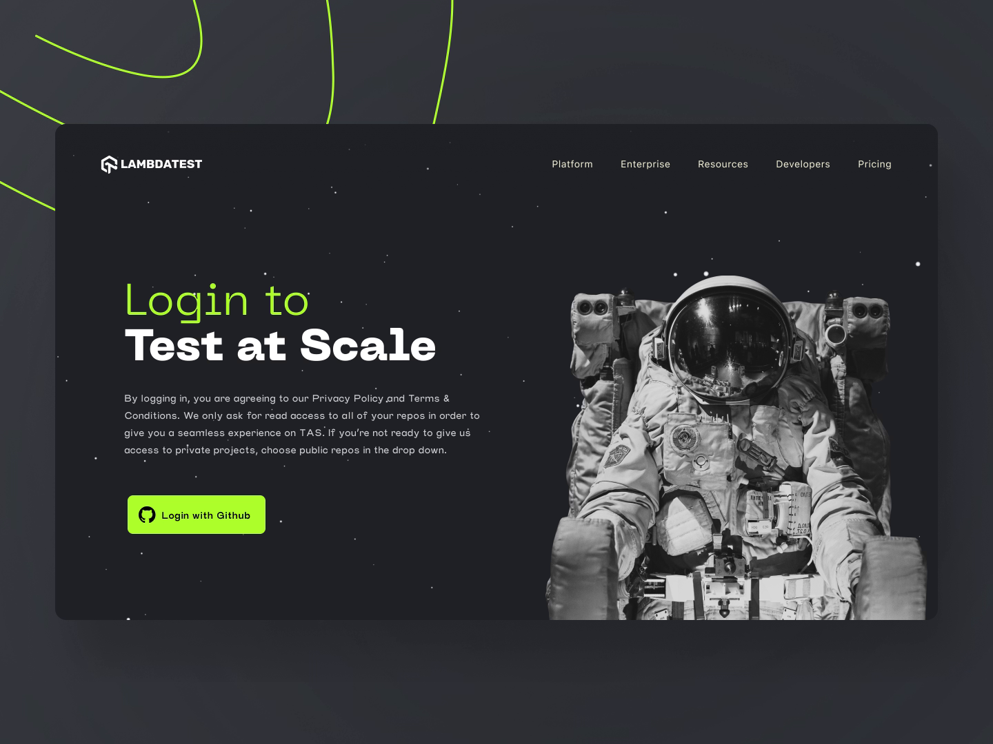 TAS - Test at Scale Login Page by Flux for Lambdatest on Dribbble