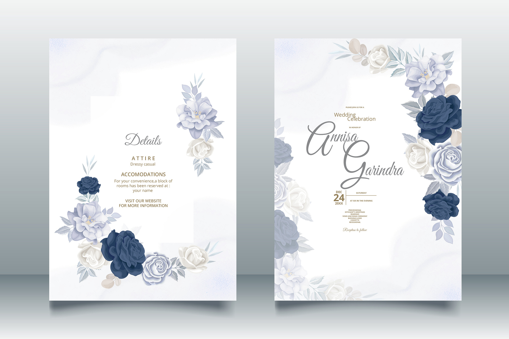 Wedding Invitation Beautiful Blue Rose floral by MARIA NURINCE ...