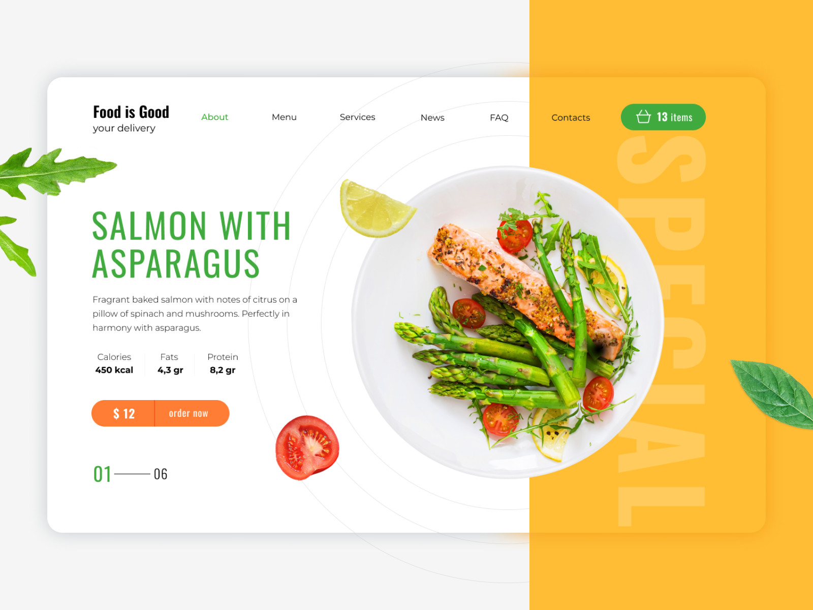 Food delivery web design by Yana Konovalova on Dribbble
