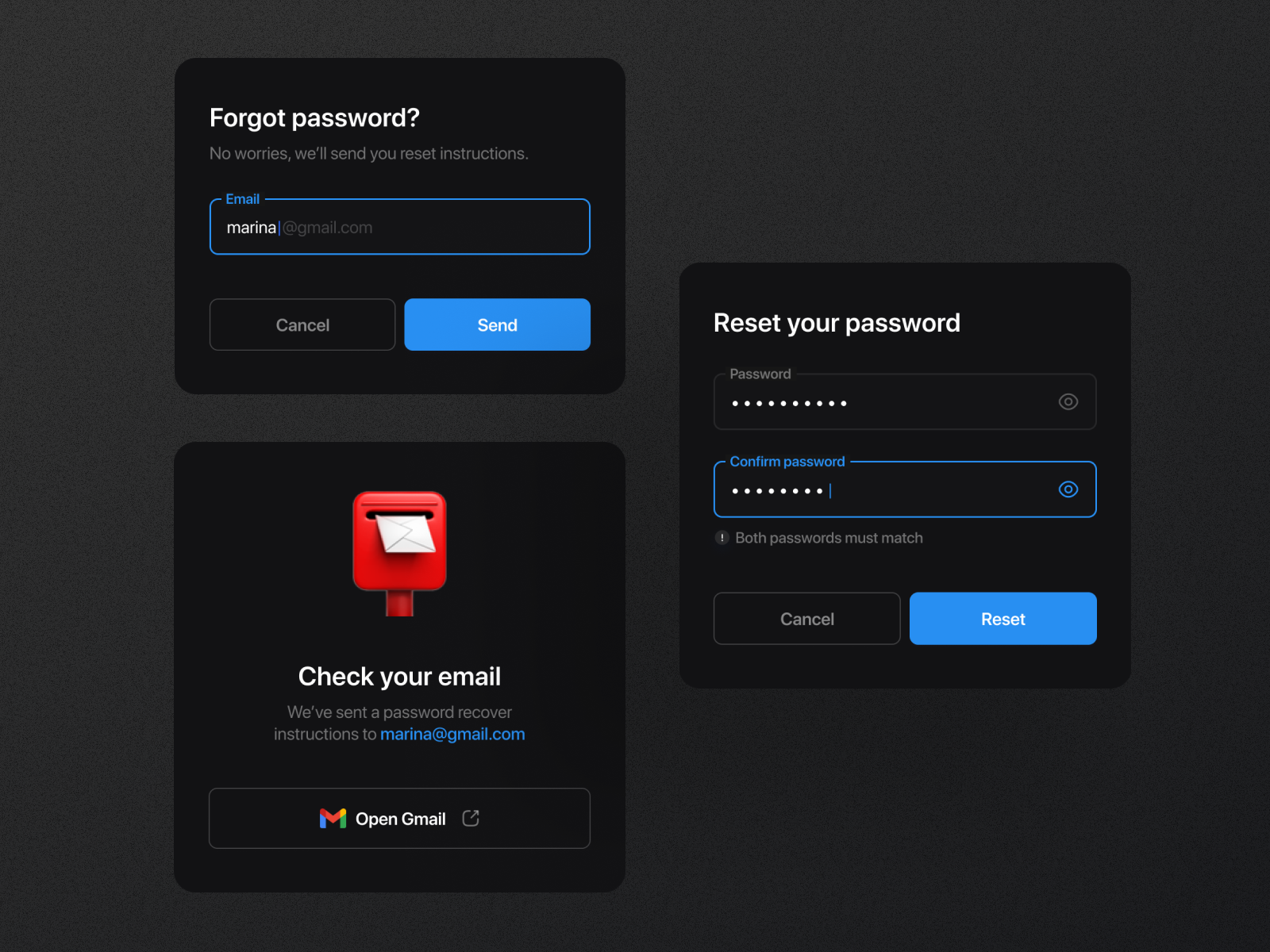 Forgot / Reset password flow by Marina Budarina on Dribbble Forgot / Reset password flow by Marina Budarina on Dribbble