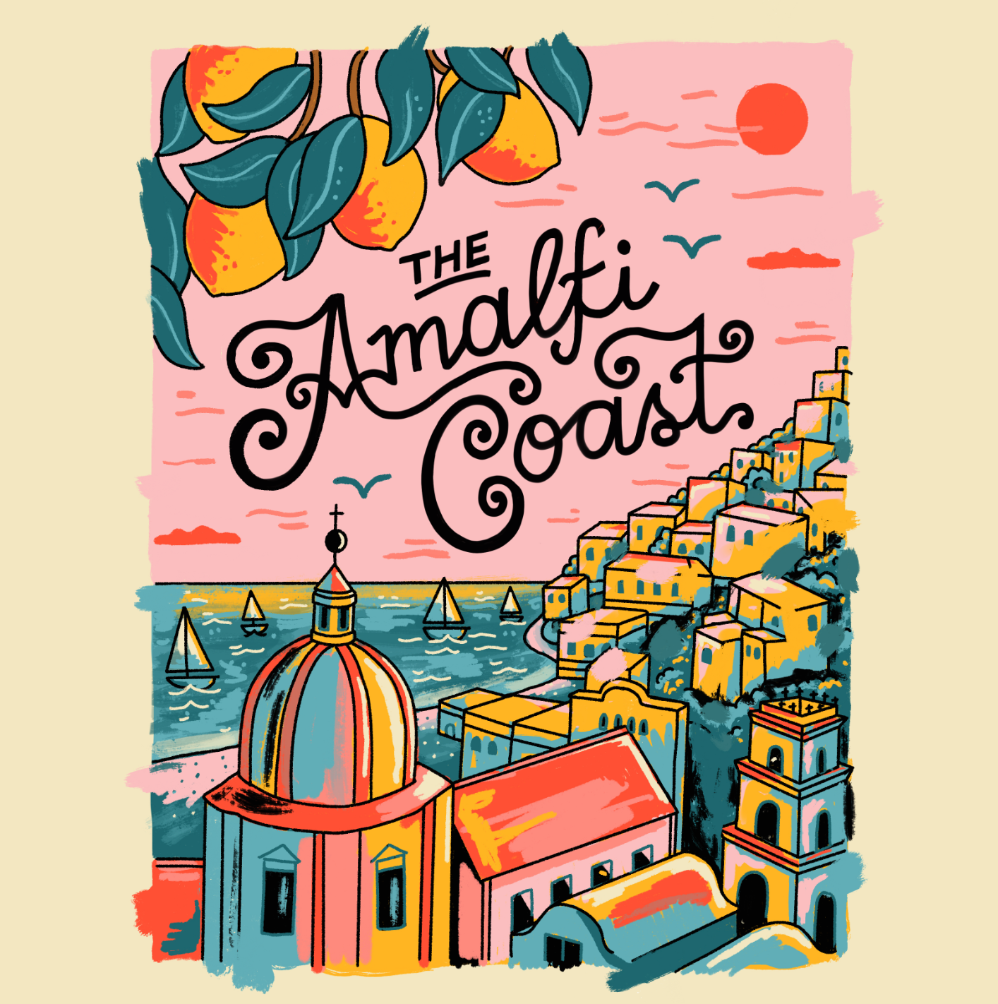 Amalfi Coast Hand Lettering Poster by Lisa McCormick / Made by Lisa ...