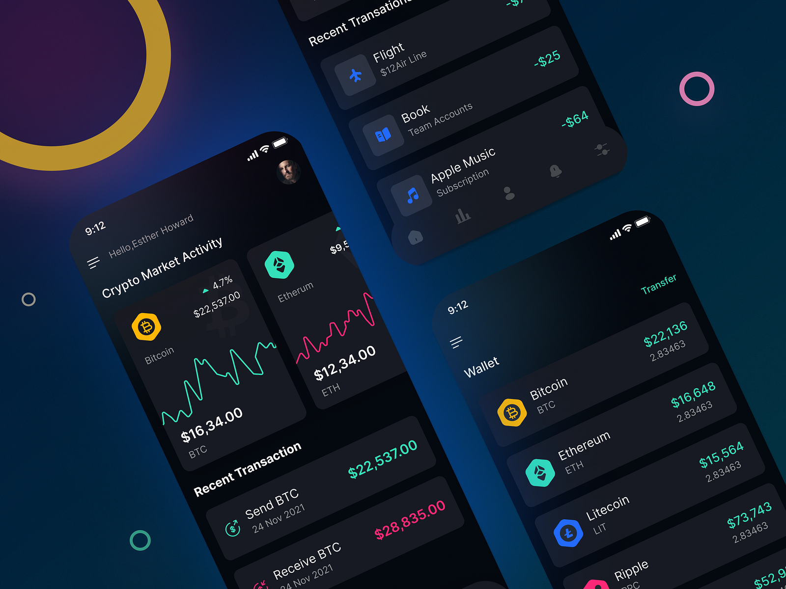 Crypto Exchange Wallet App UI Design by Hasina Parvin on Dribbble