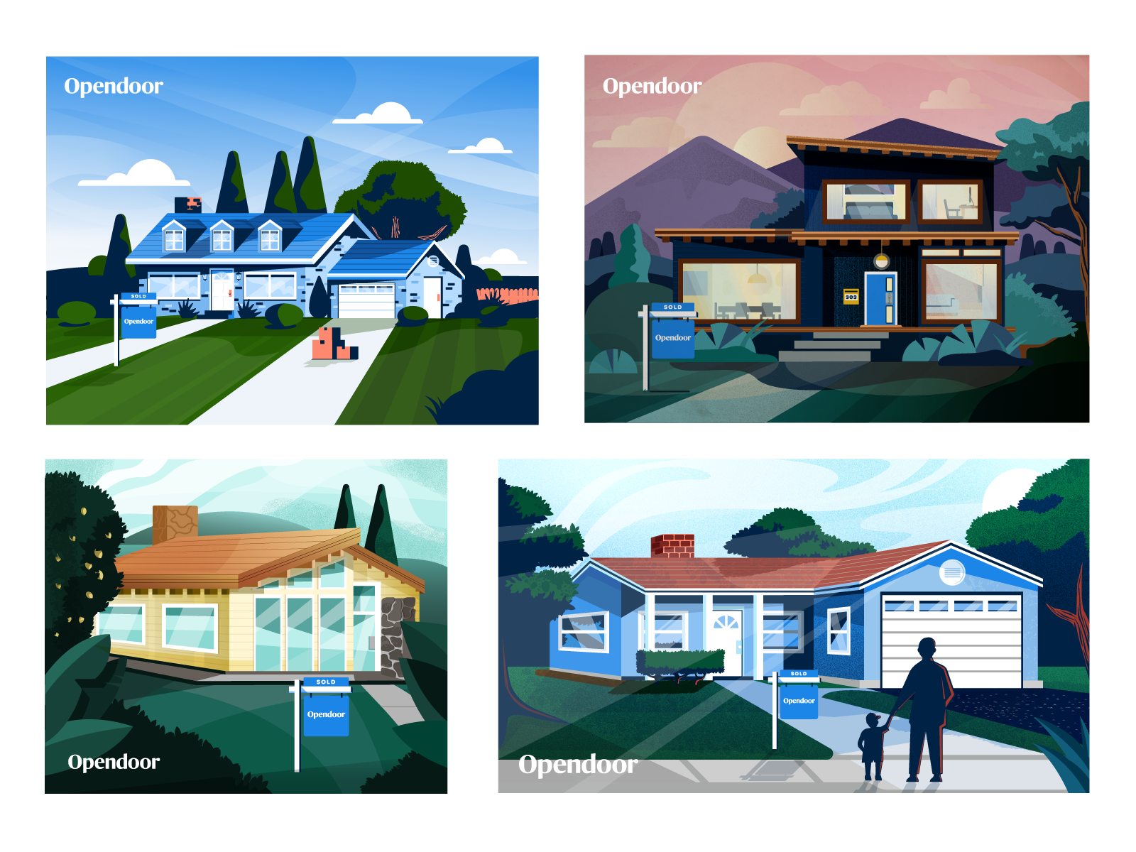 Opendoor illustration explorations by Jonathan Holt for Opendoor Design on Dribbble
