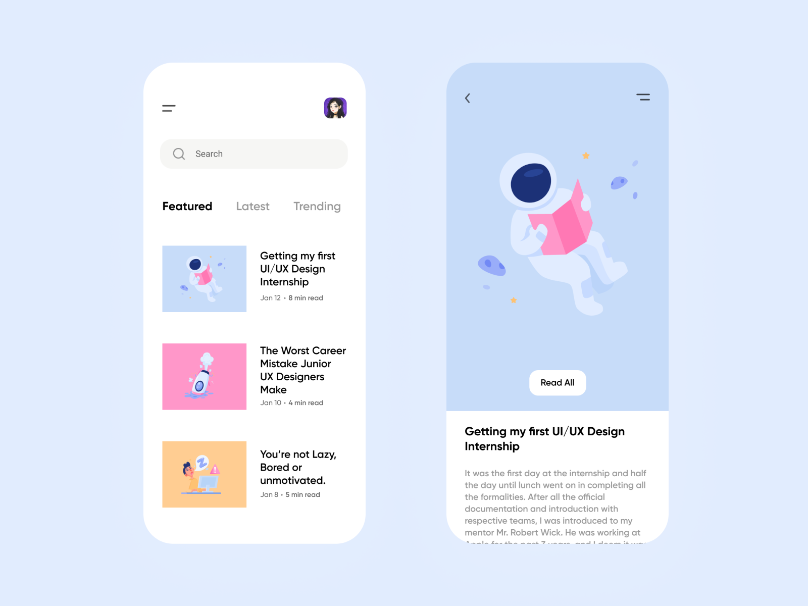 Blog App UI Design Concept by Uiuxcreative on Dribbble