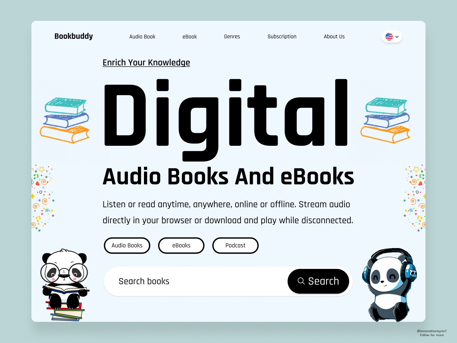 Digital Books Library Landing Page by InnovationSync on Dribbble