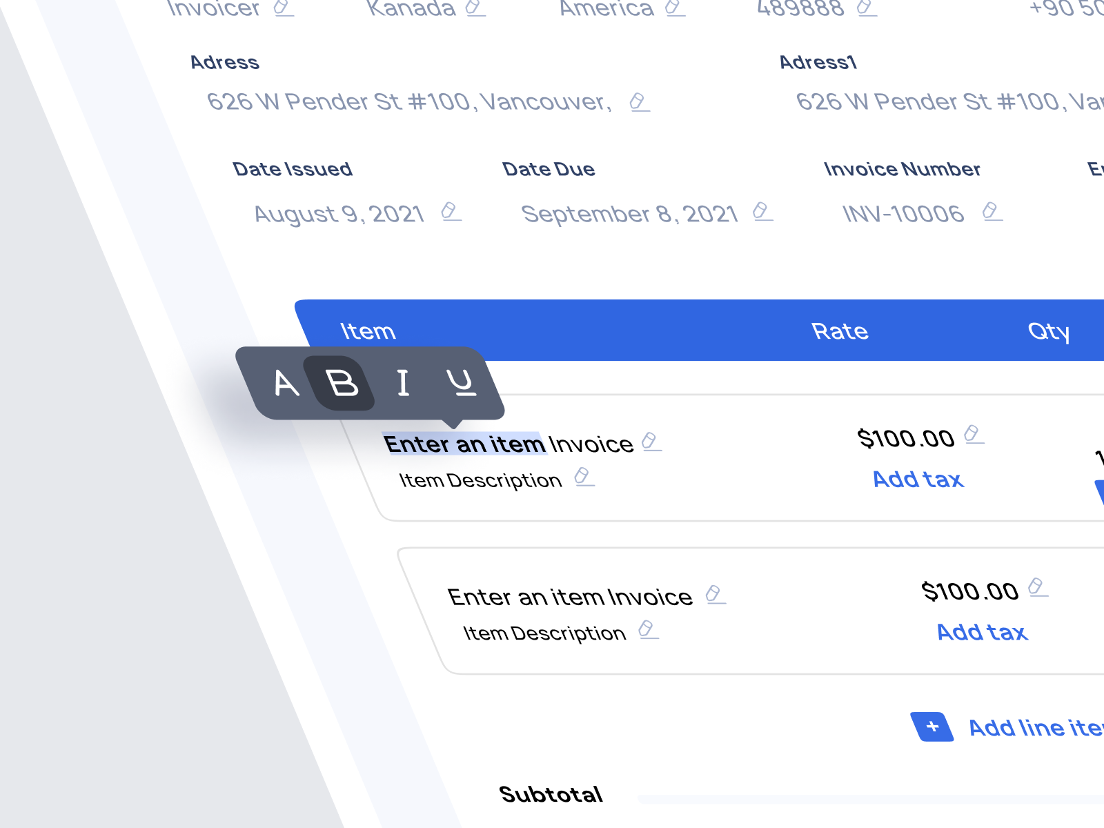 Invoice creation screen - Dashboard by Mehmet Özsoy for Orizon: UI/UX ...