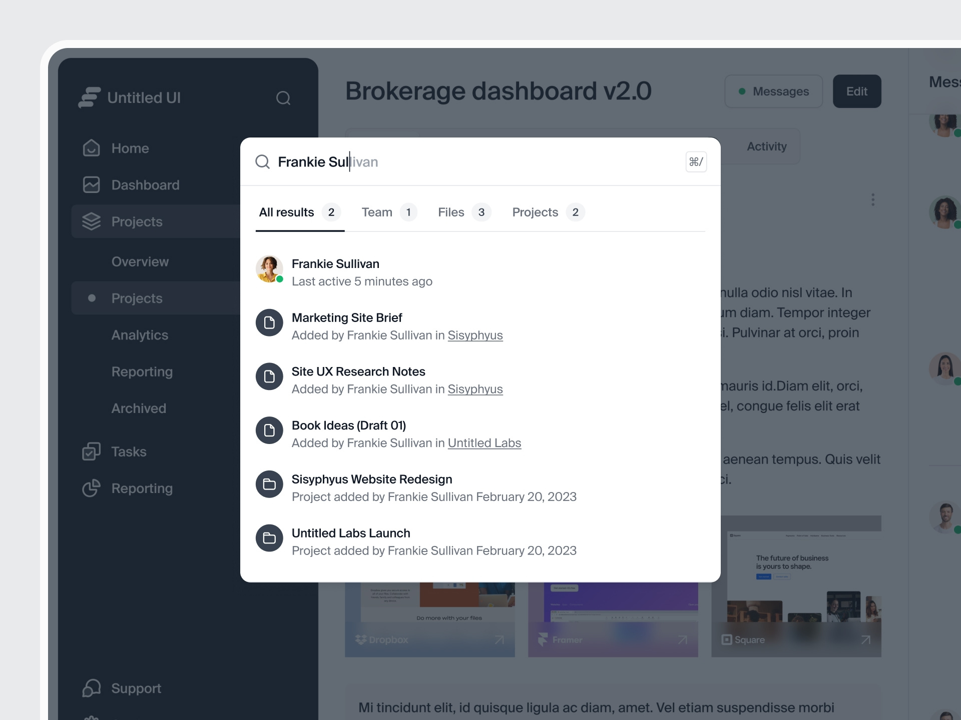 Command+K search menu — Untitled UI by Jordan Hughes® on Dribbble