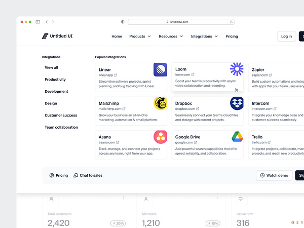 Header navigation — Untitled UI by Jordan Hughes® on Dribbble