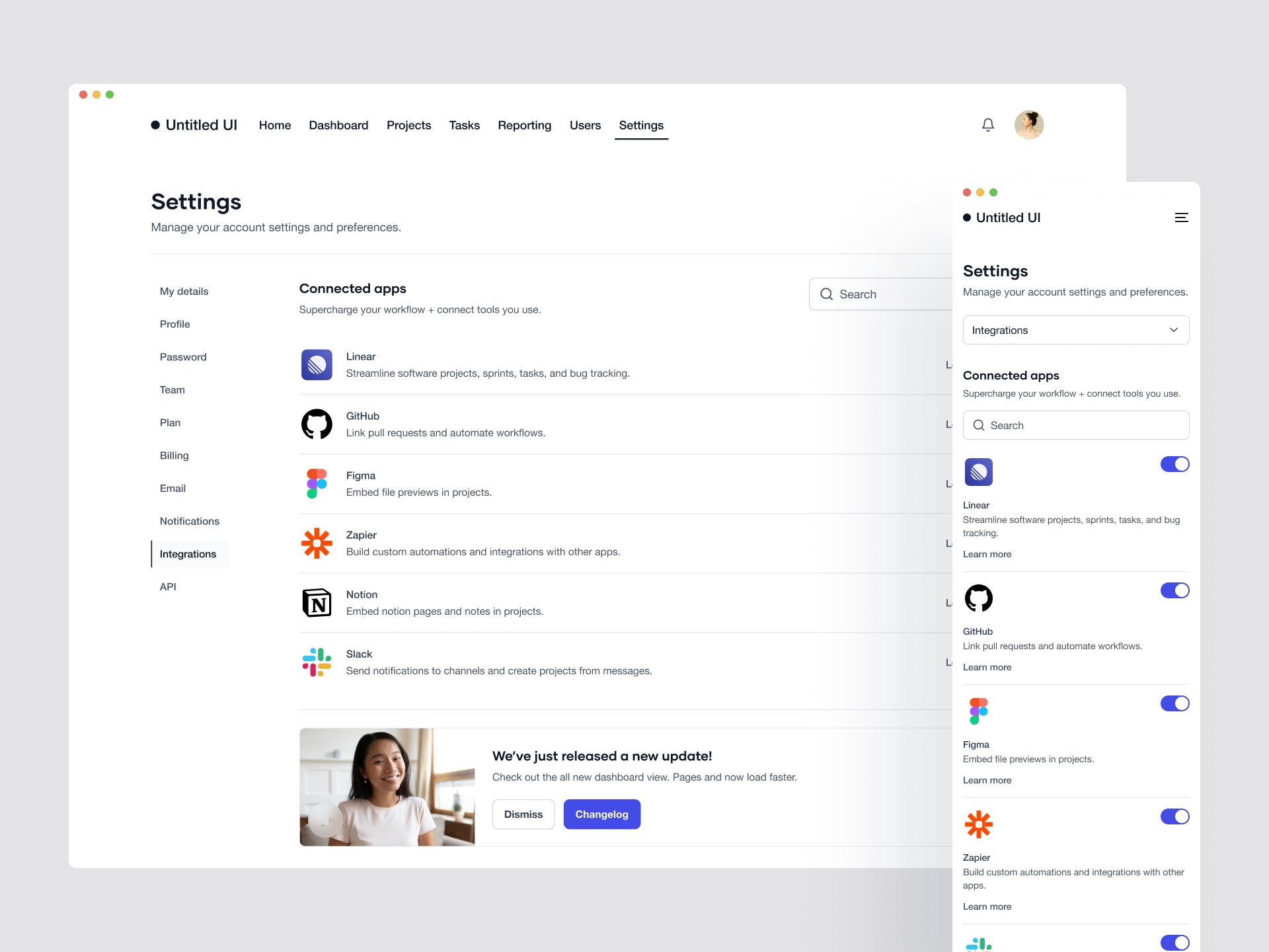 Integrations settings page — Untitled UI by Jordan Hughes® on Dribbble