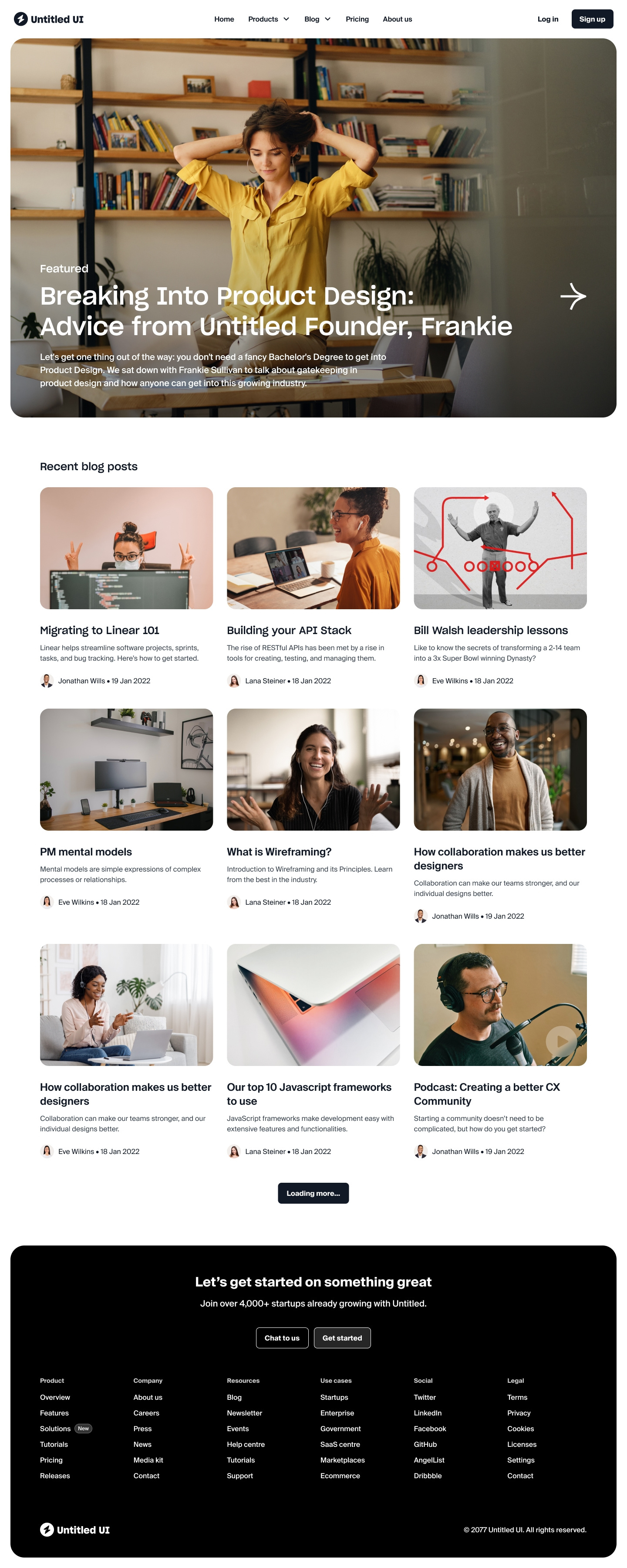 Blog home page — Untitled UI by Jordan Hughes® on Dribbble