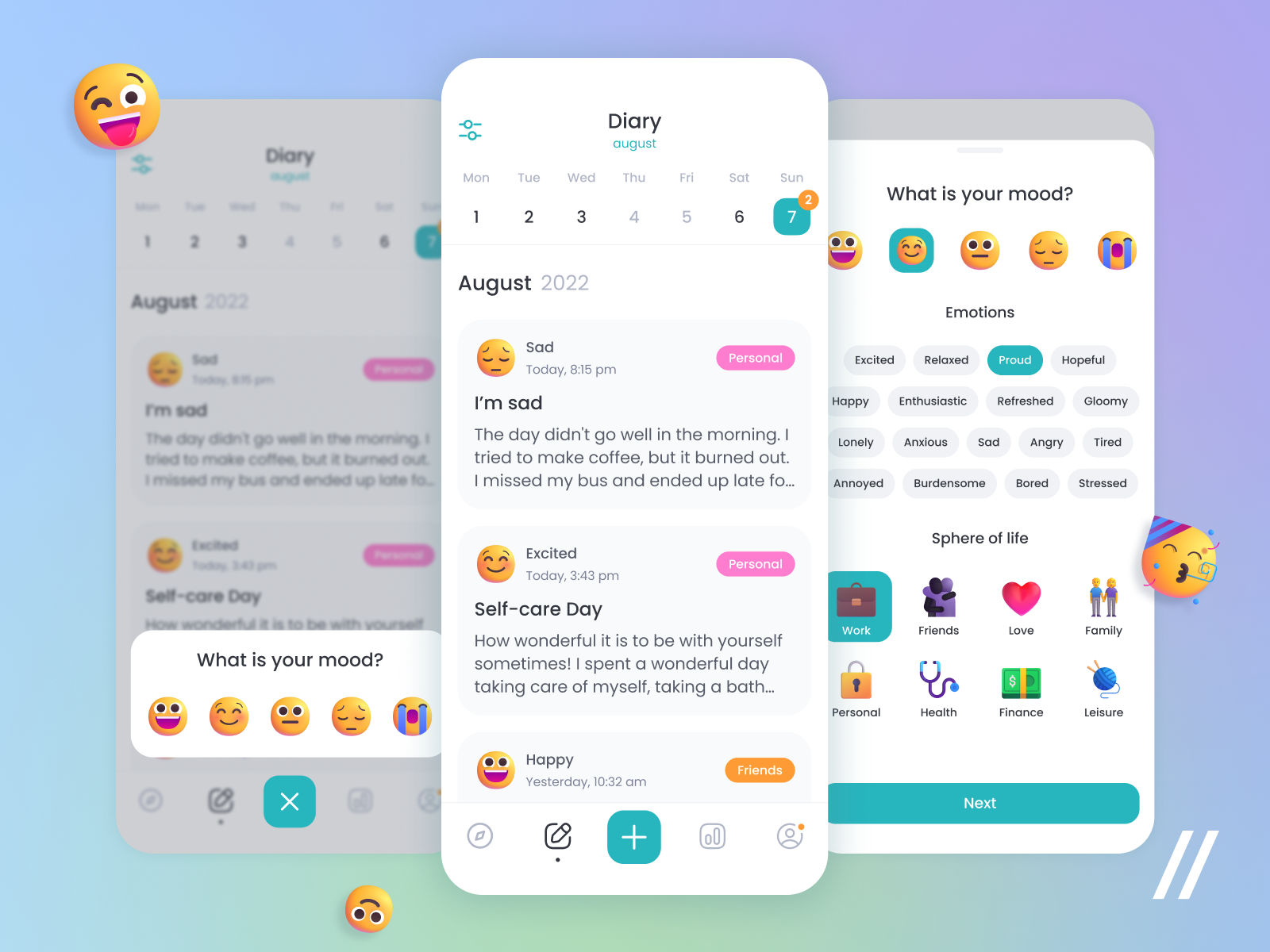 Mood Tracker by Kristina Spiridonova for Purrweb UI/UX Agency on Dribbble