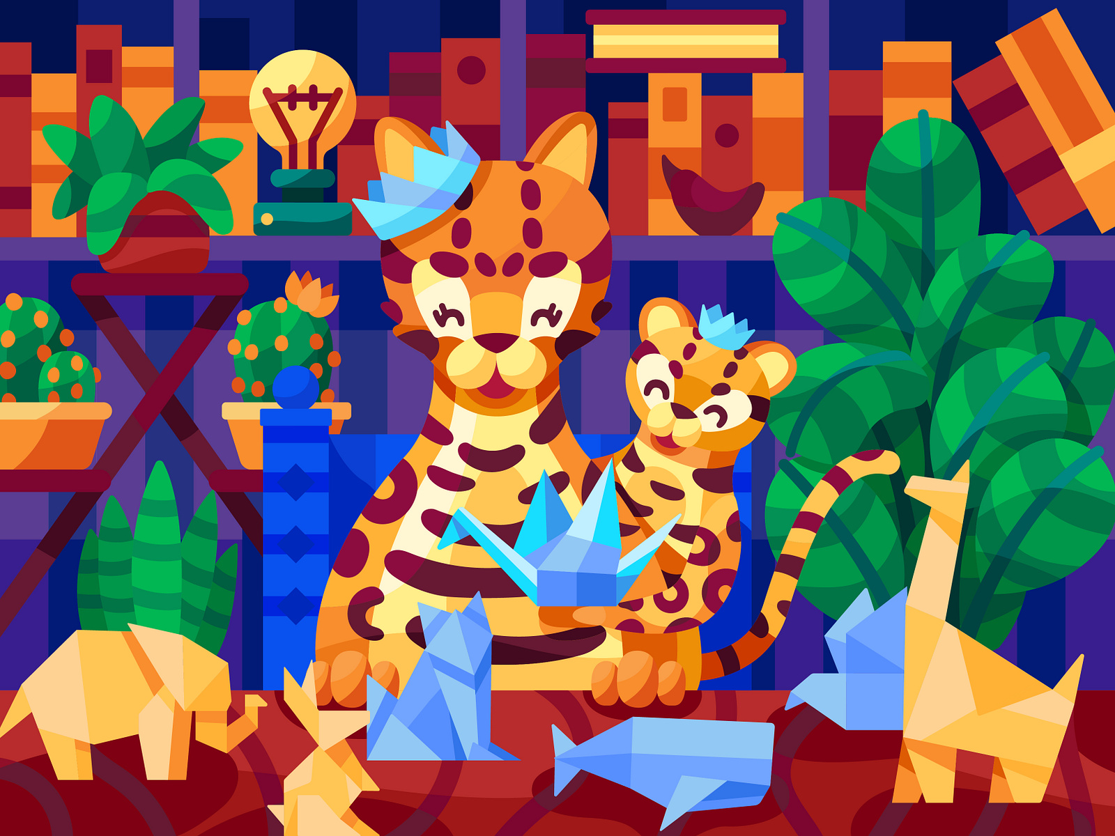 Ocelots make origami by Andrii Bezvershenko on Dribbble