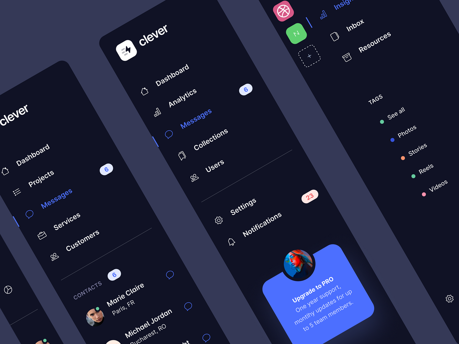 Dark Sidebar Navigation Components - Webpixels by Webpixels on Dribbble