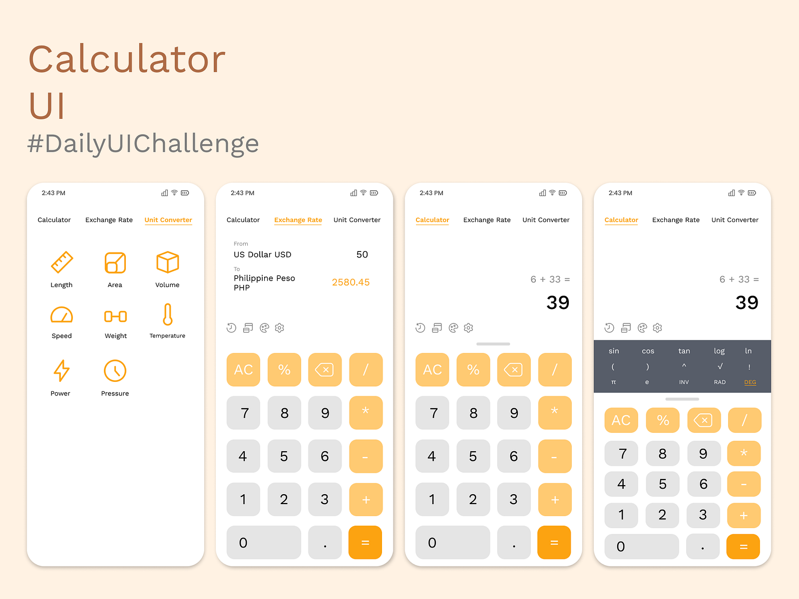Daily UI Day 4: Calculator UI by Julia Avesta on Dribbble