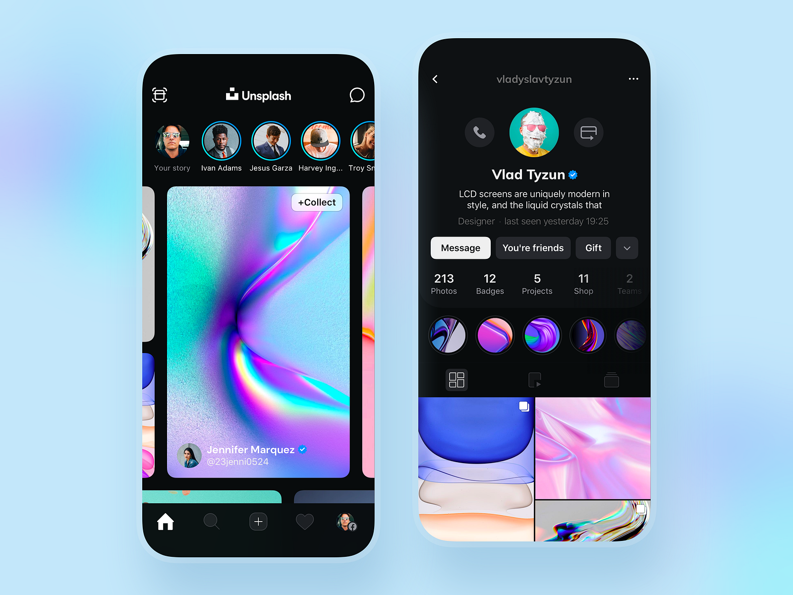 Unsplash – UI Mobile Experiment 🔥 by Vlad Tyzun on Dribbble