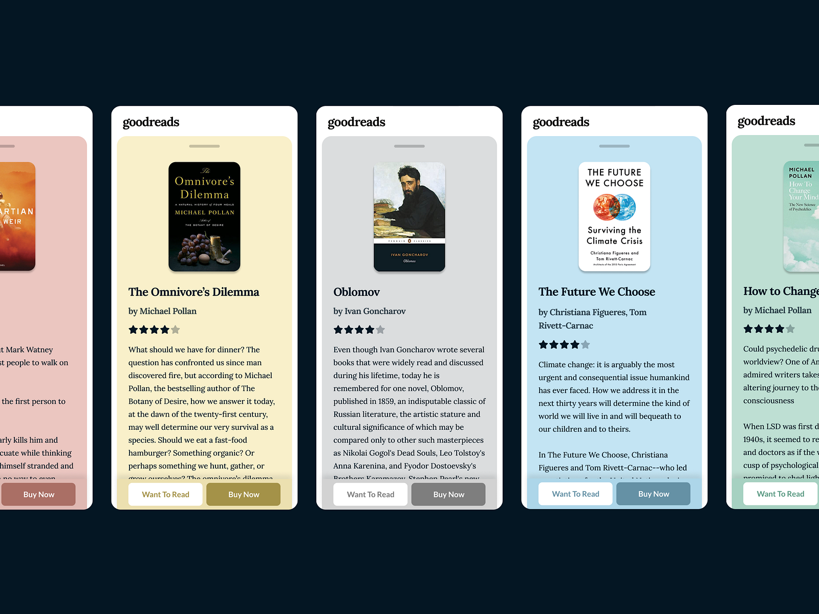 Goodreads: Book Cards by Thomas Palumbo on Dribbble