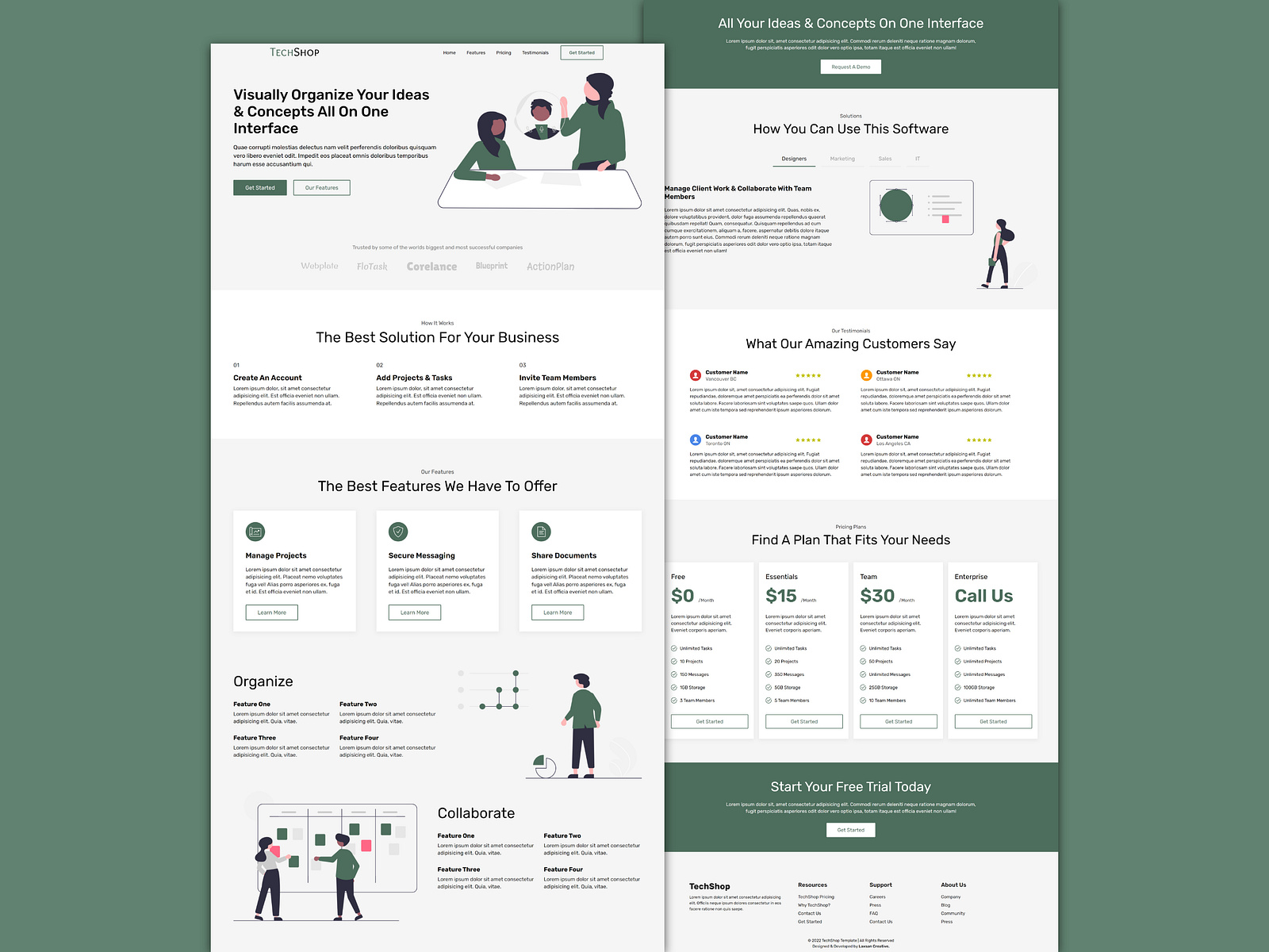 TechShop - SaaS Website Template by Webplate on Dribbble