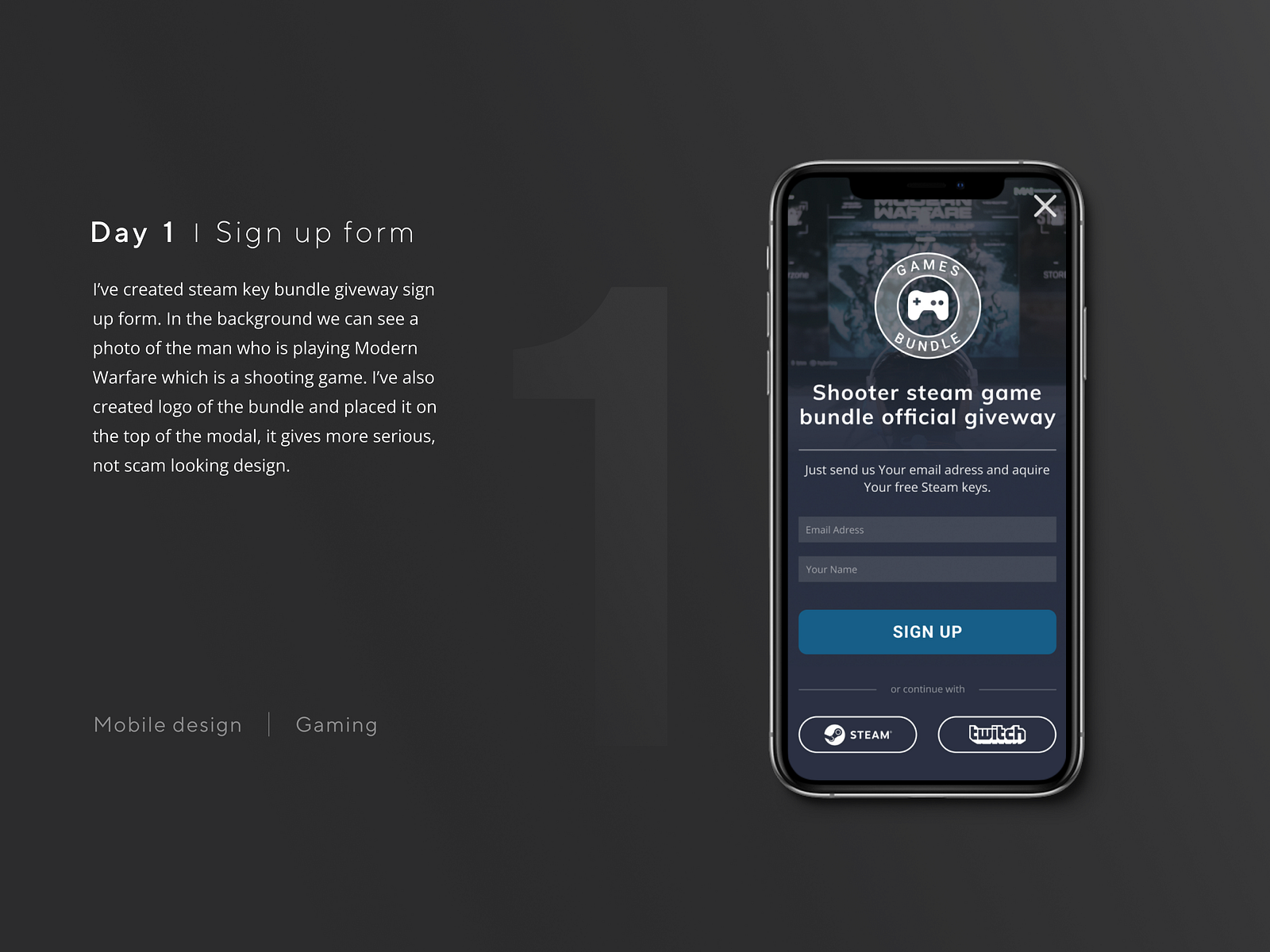 Daily UI #1 by Konrad on Dribbble