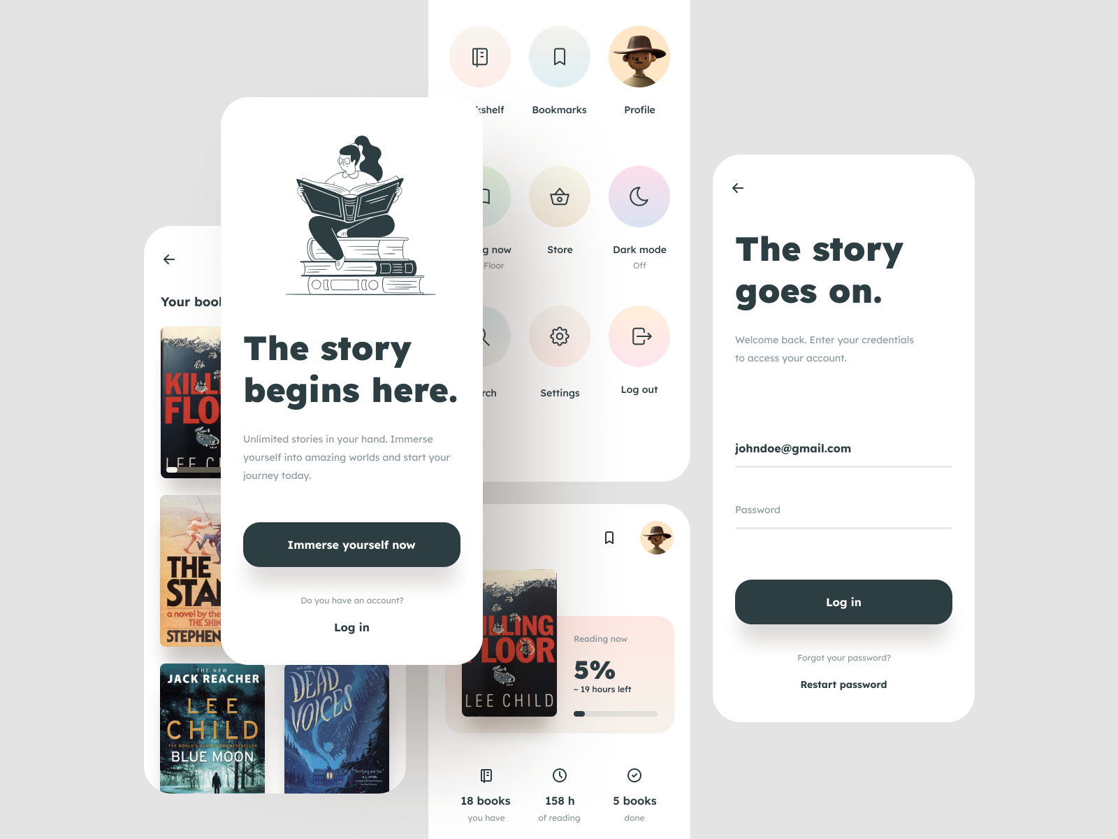📖 e-book reader – welcome screen by Mateusz Buczek on Dribbble