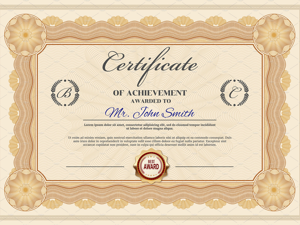 Certificate of achievement by Vector Tradition SM on Dribbble