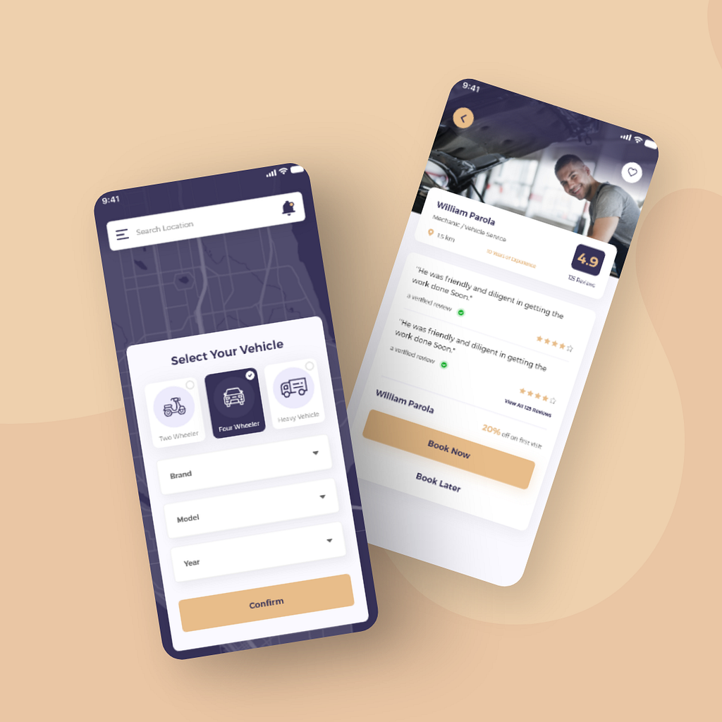 Mechanic App Design-Auto Repair App UI Kits and Templates by ProApps on ...