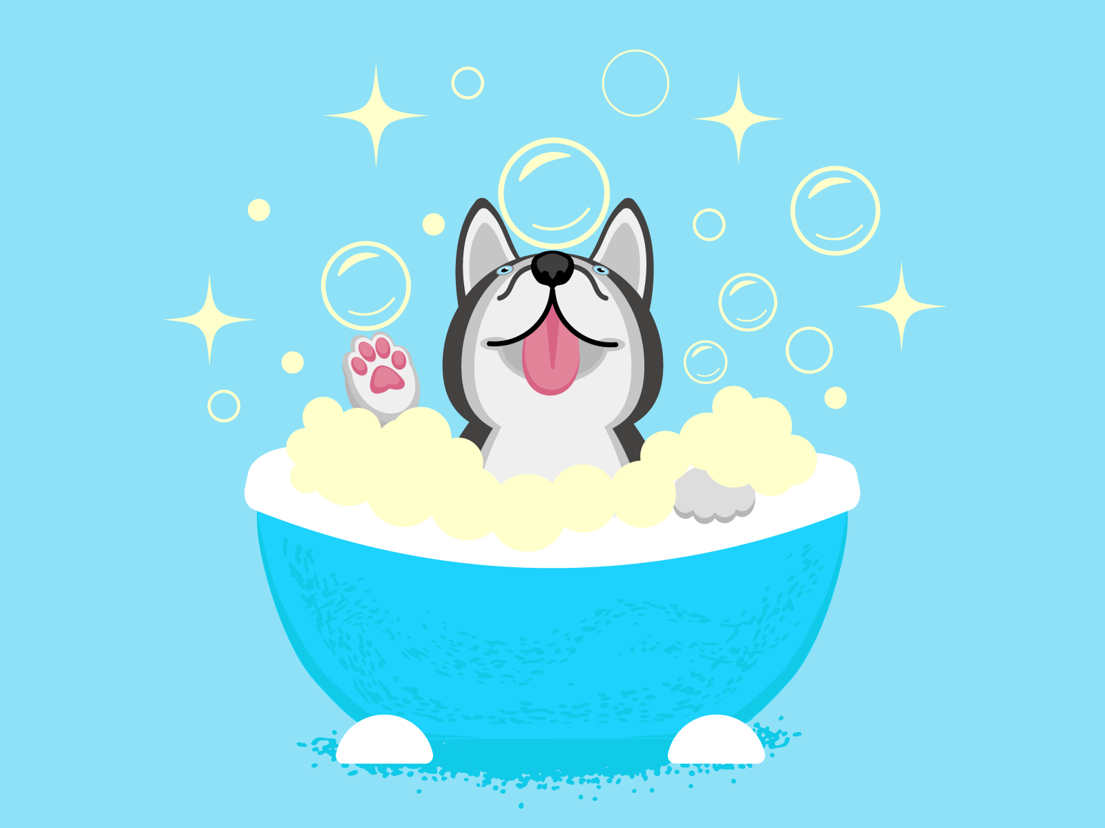 Character illustration dog for grooming salon by Elena Barskaya on Dribbble