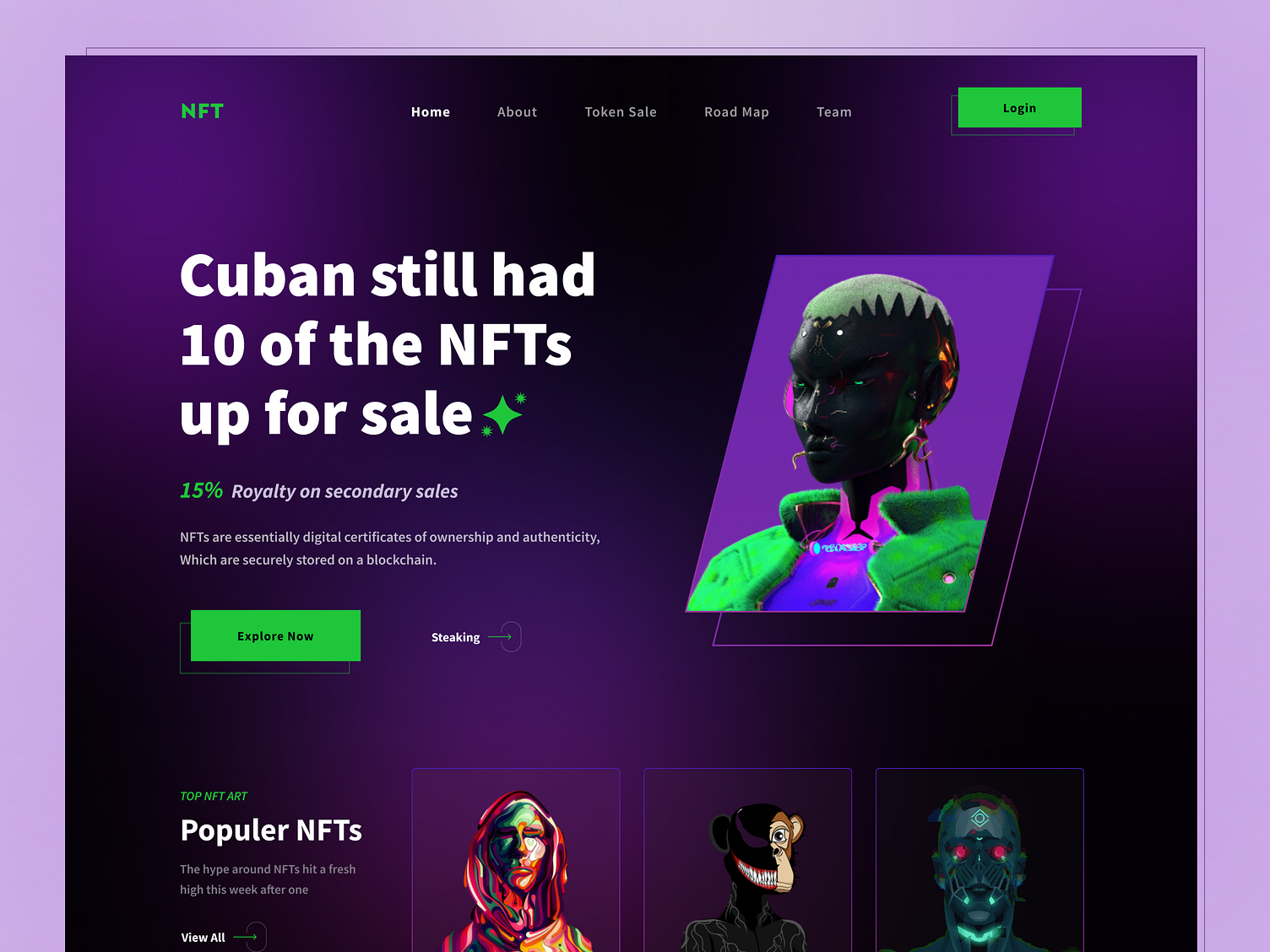 NFT Marketplace - Landing Page Design by Alamin Hasan on Dribbble