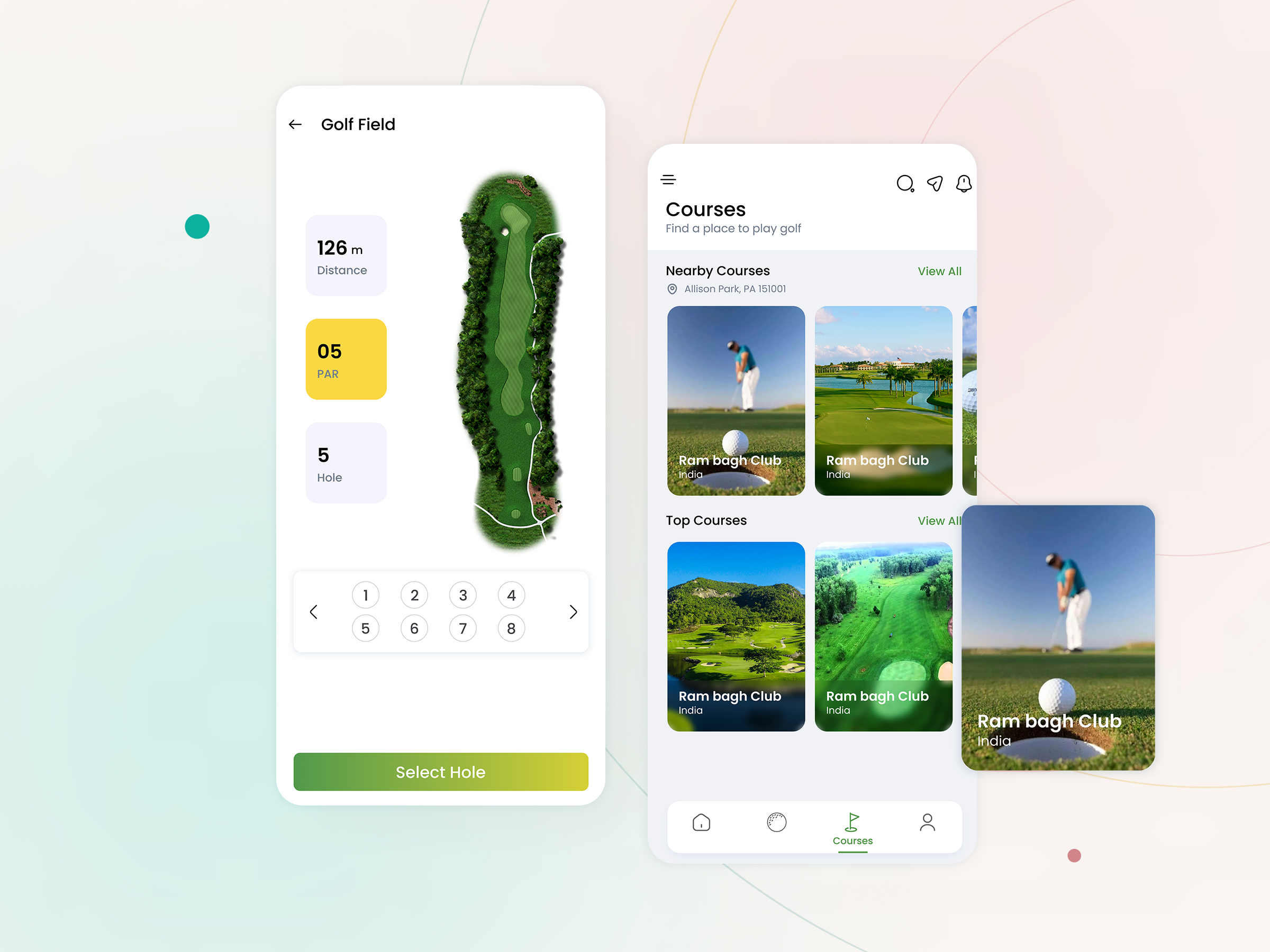Golf App - Input Score & Round Setup by Mtoag Technologies on Dribbble