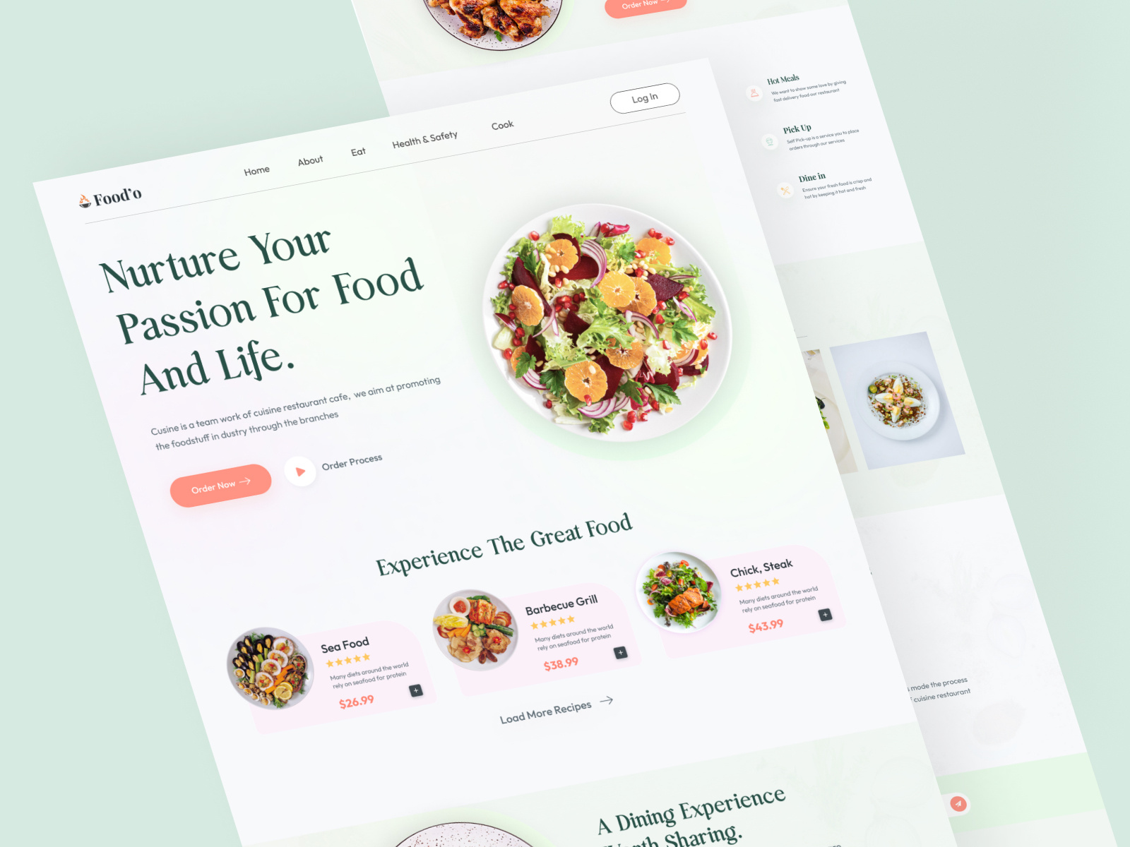 Food'o - Restaurant Web Landing Page by Muhsin on Dribbble