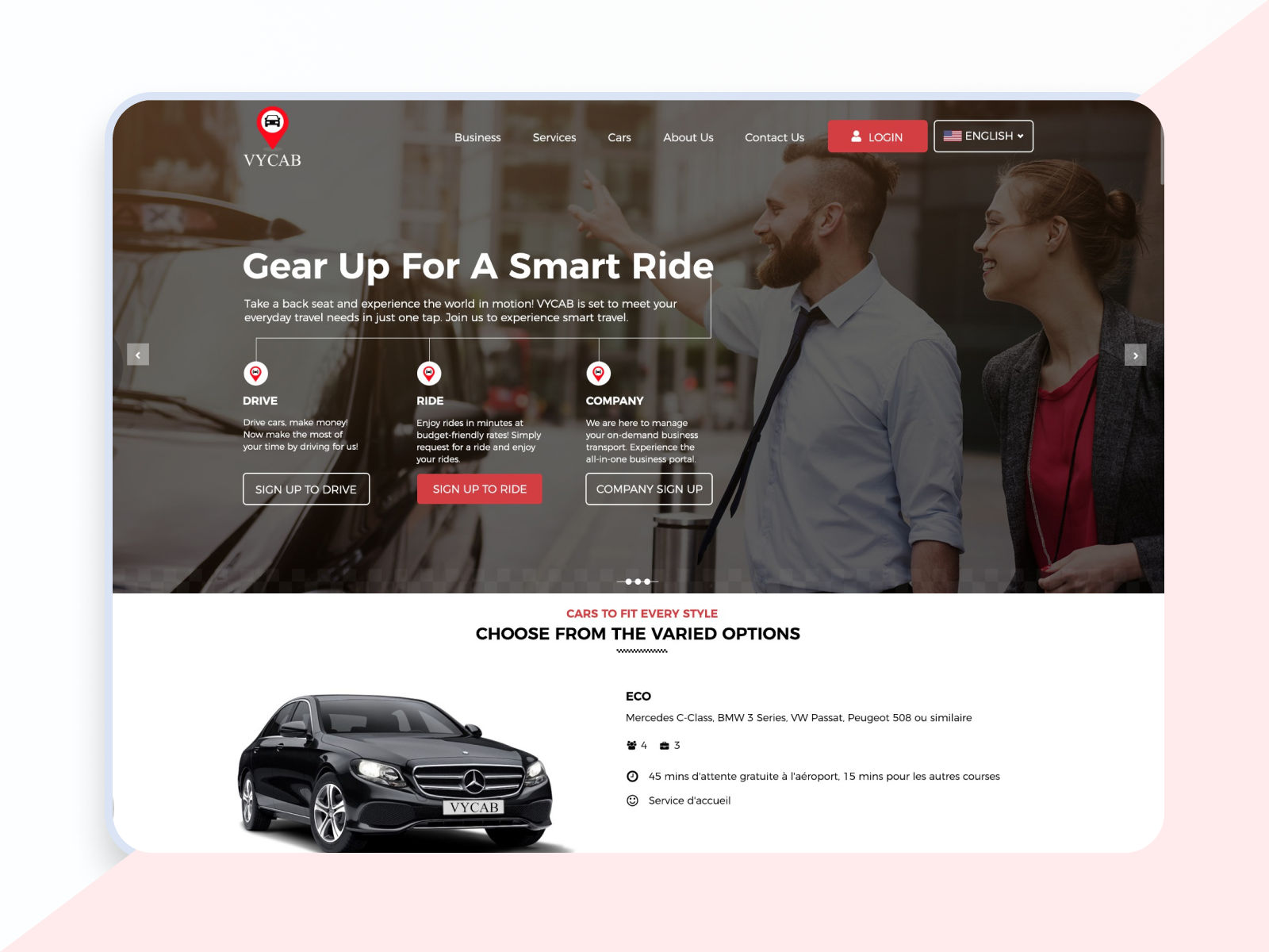 Vycab website by Neha Rani on Dribbble