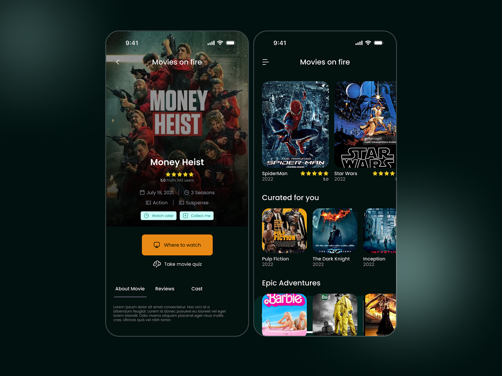 Movies Streaming Mobile Application UI Design by Aqsa Shoukat on Dribbble