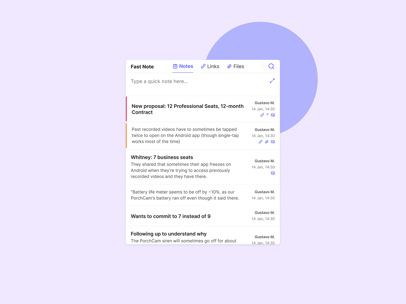 Fast note overview by Eugen Eşanu on Dribbble