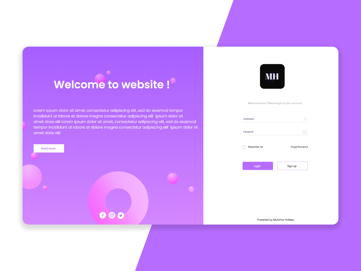 Login page concept by Mutahar Hafeez on Dribbble