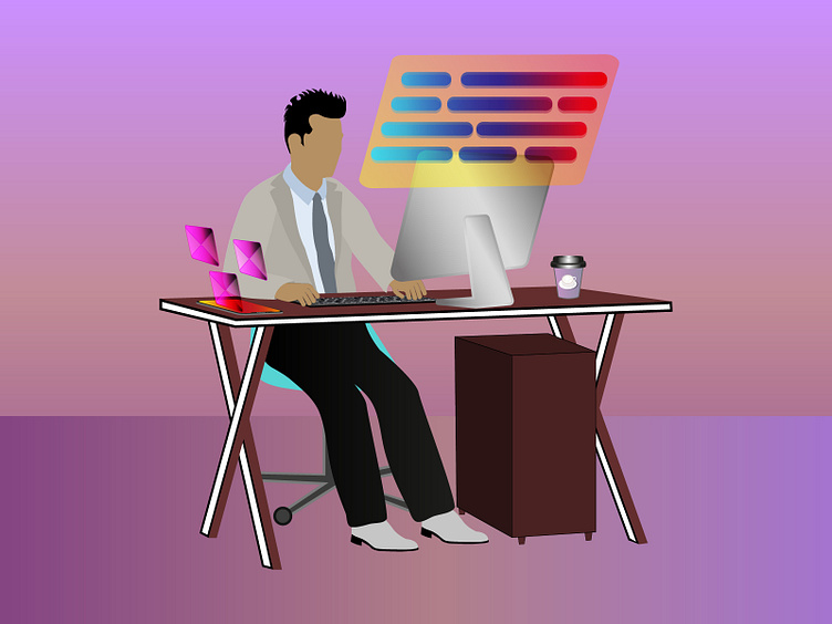 Vector Illustration Man With Computer by Den Pol 🇺🇦 on Dribbble