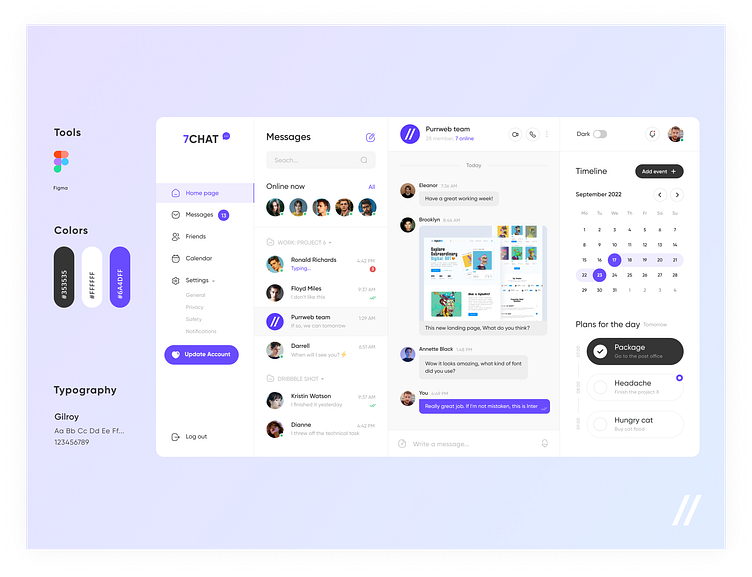 Team Chat App by Kristina Taskaeva for Purrweb UI/UX Agency on Dribbble