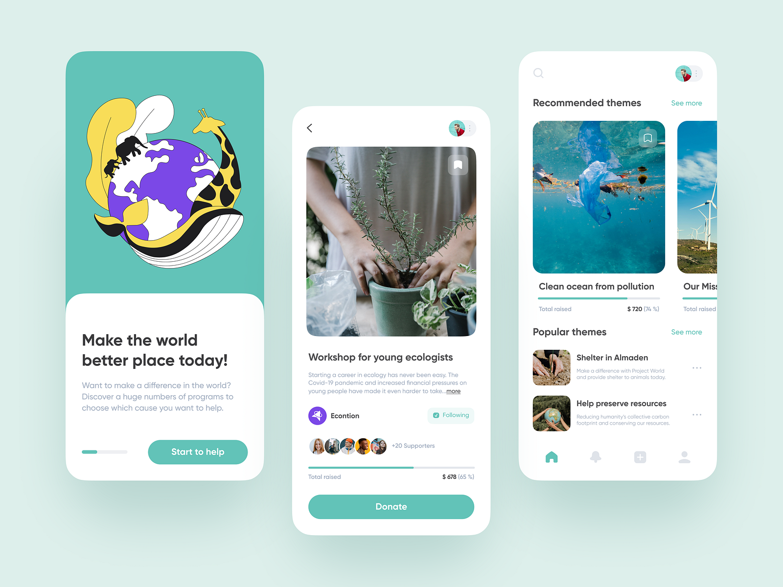 Mobile Donation App by Victoria Dubovik for Salt & Bold on Dribbble