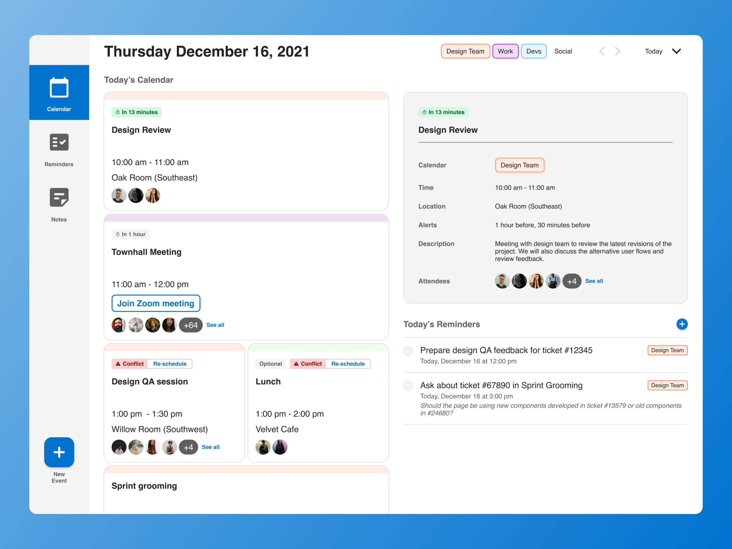 Task Management Dashboard - Calendar Today View by Jonathan Hoy on Dribbble