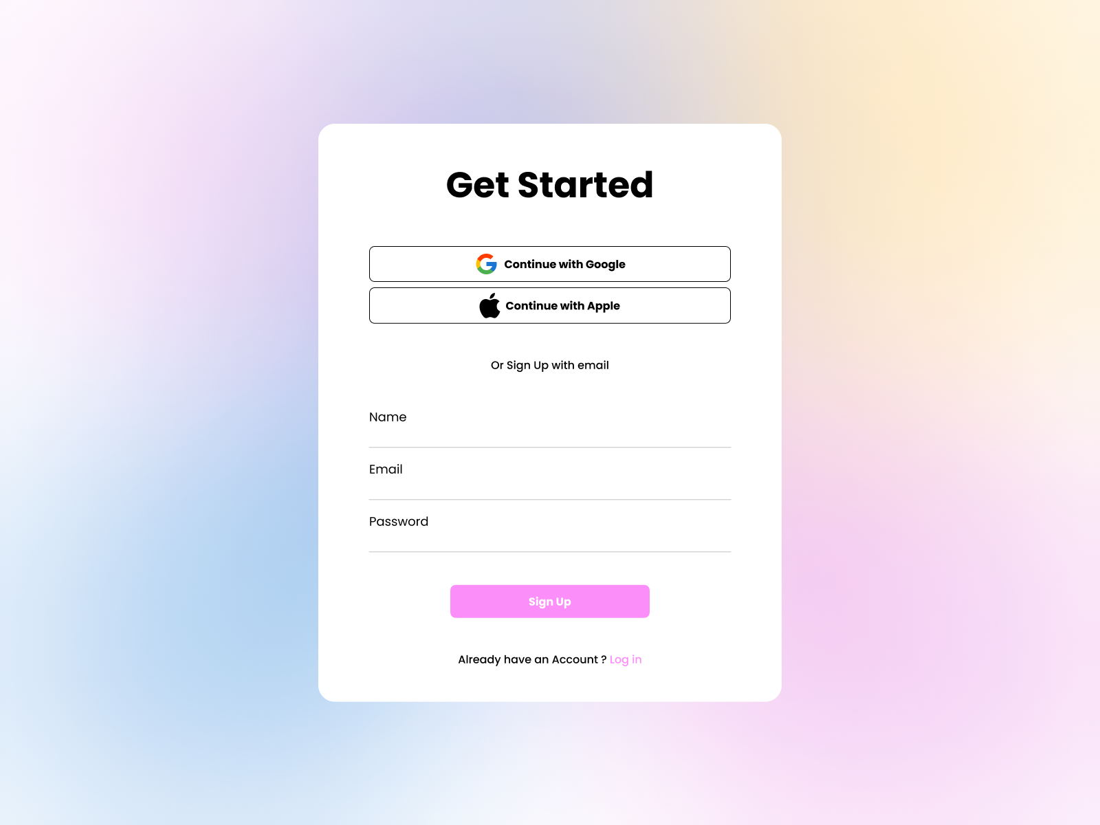Log in screen UI by Lisa Beever on Dribbble