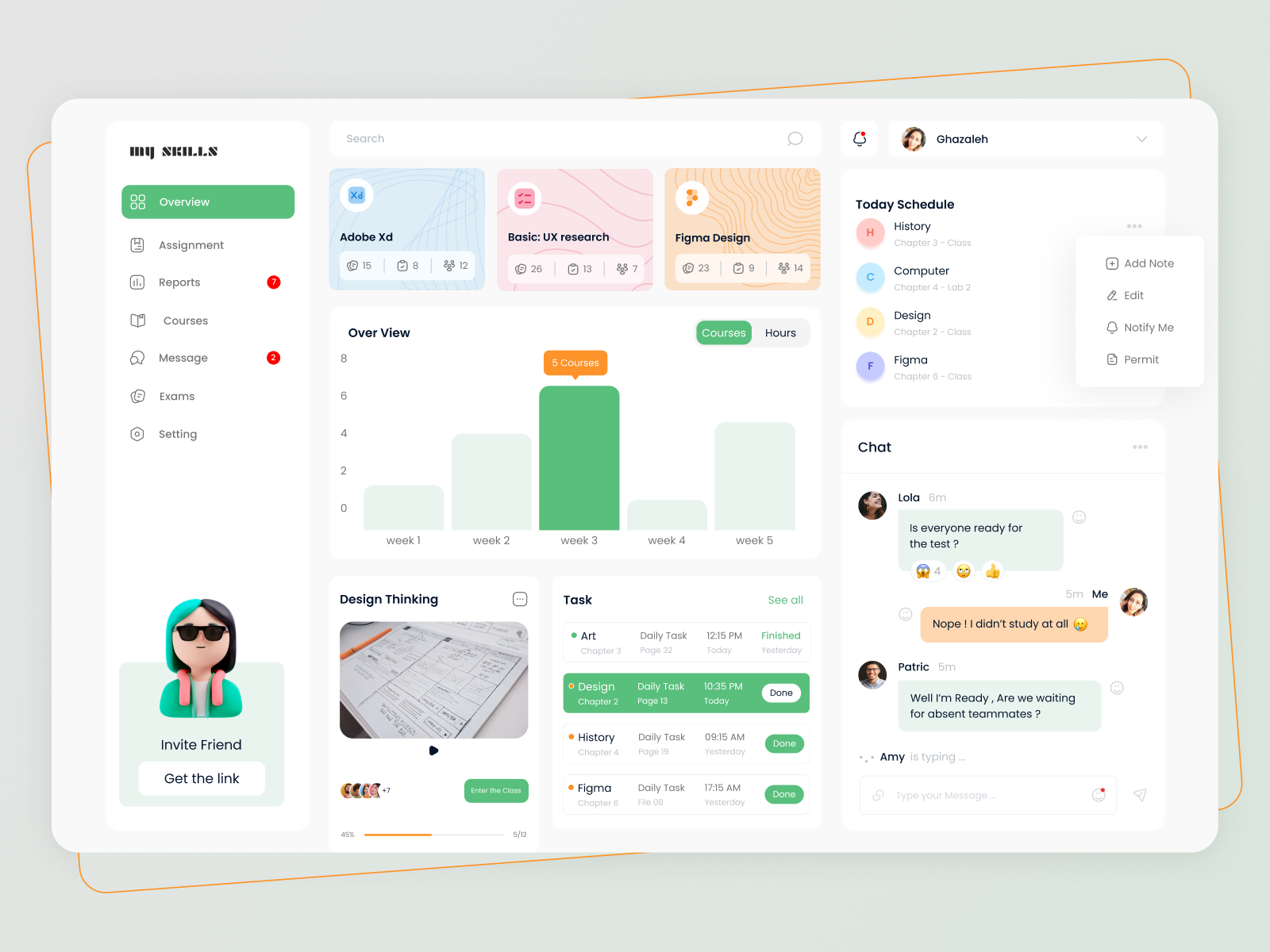 E Learning Dashboard By Ghazaleh Uiux On Dribbble