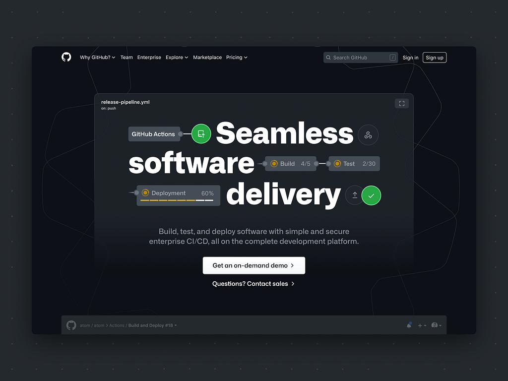 Hero concept by Nicolas Solerieu for GitHub on Dribbble