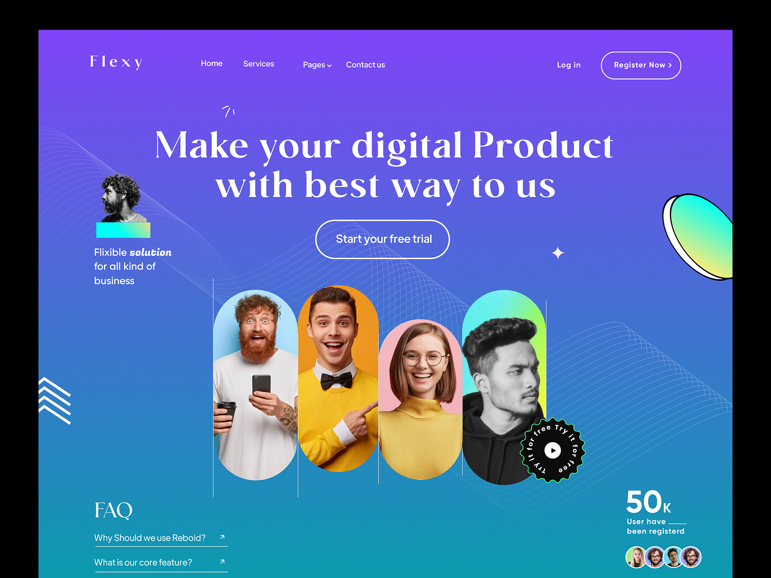 Flexy landing page UI design by Madhu Mia for Oniex™ 💎 on Dribbble