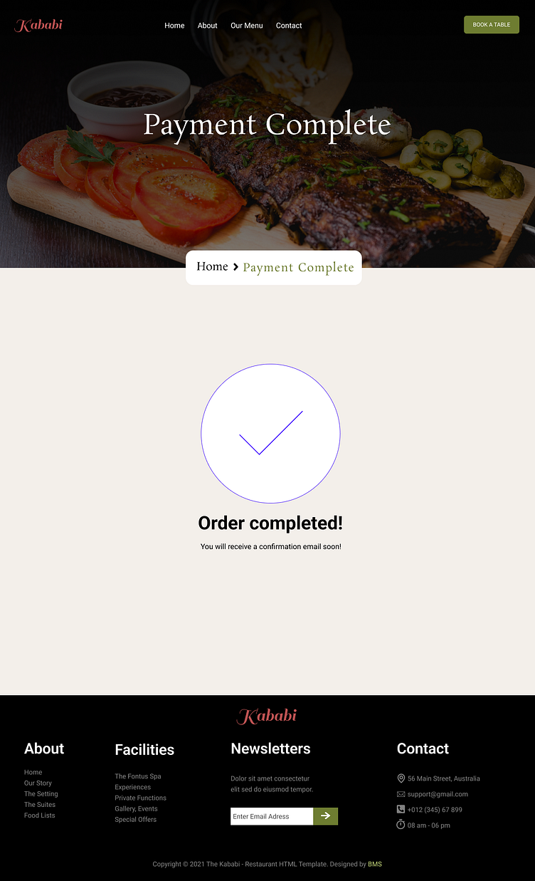 Food Website : Payment Complete Page by Hamza Iqbal on Dribbble