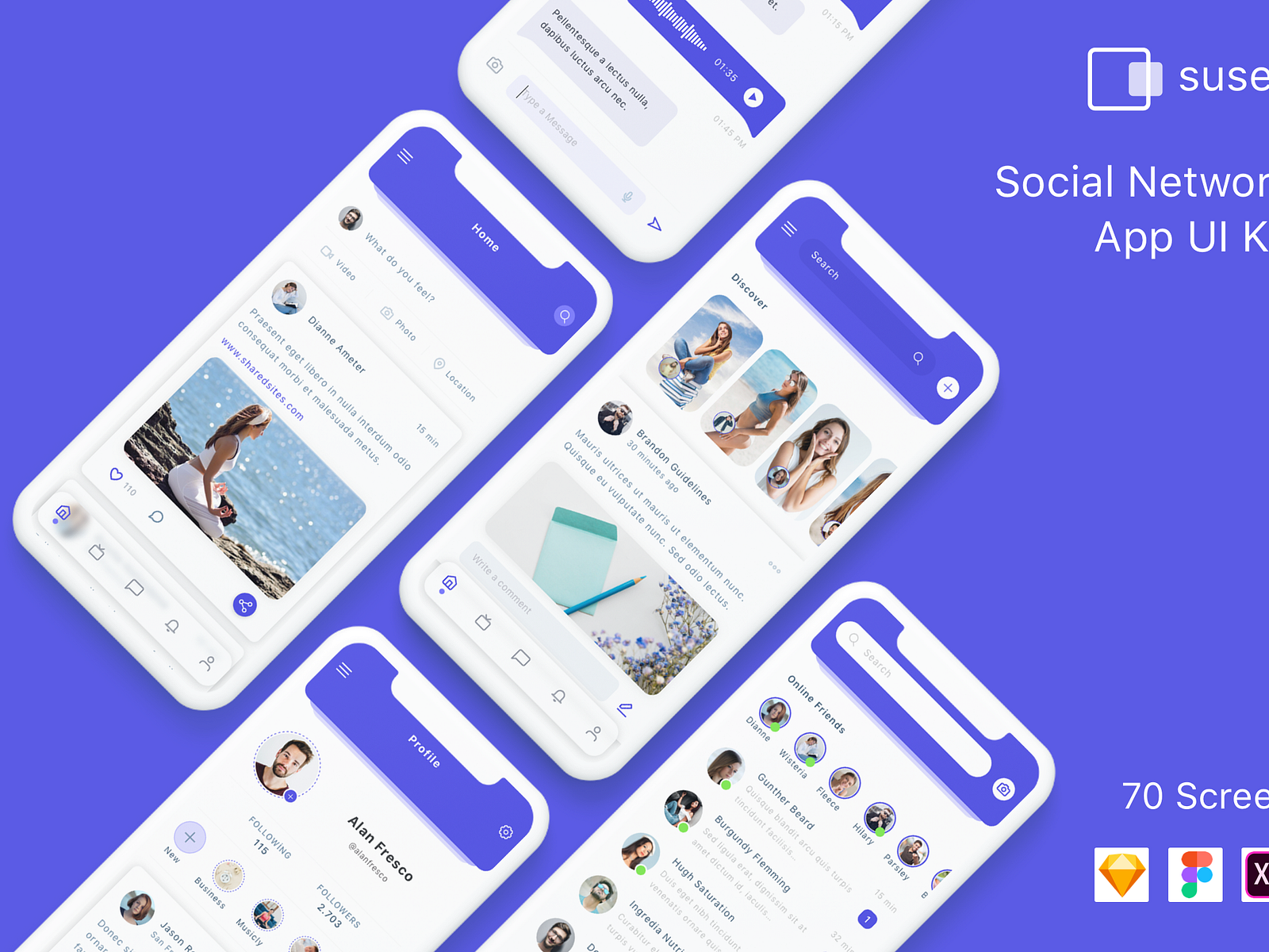 Susen - Social Network App UI Kit by UI Workshop on Dribbble