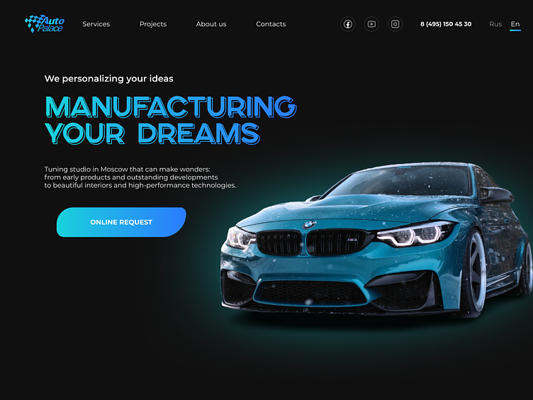 Tuning studio landing page by Andrey Zemlyakov on Dribbble